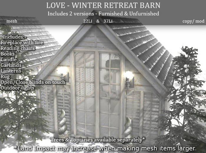 Second Life Marketplace - LOVE SUPERSTORE - WINTER RETREAT BARN